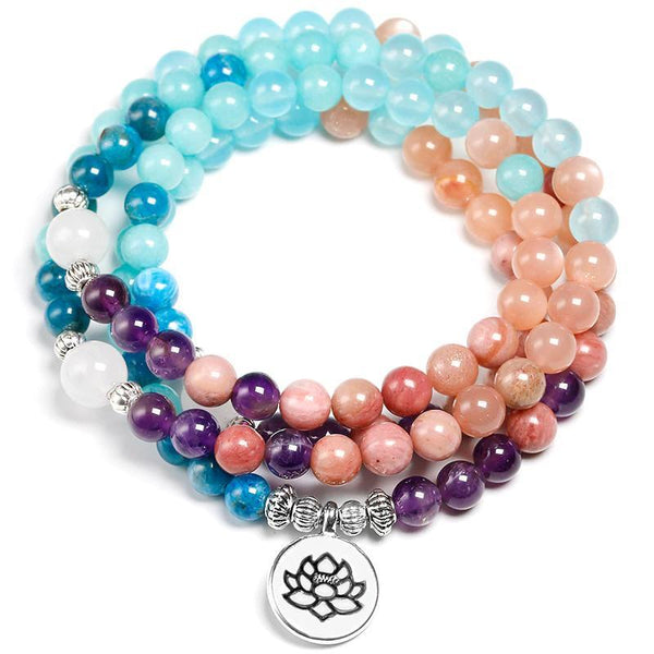 Natural Garnet Lotus Mala - Third Eye Transcend