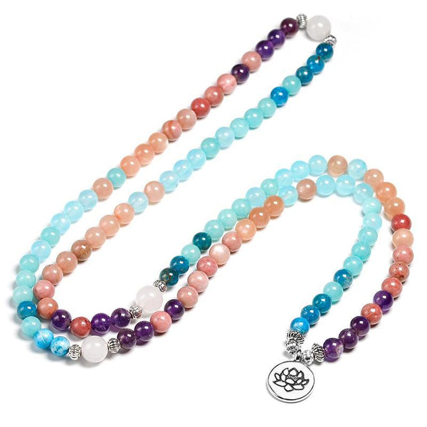 Natural Garnet Lotus Mala - Third Eye Transcend